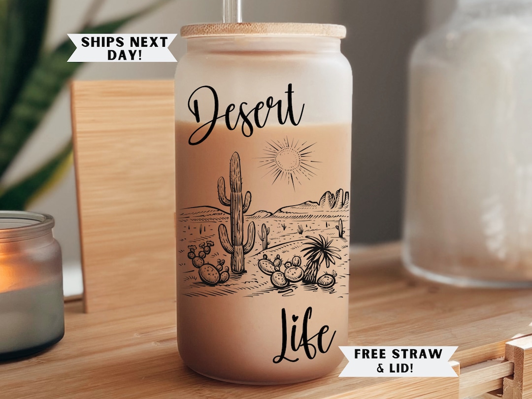 Personalized Desert Life Cup Desert Glass Custom Cactus Cup Cute Desert ...