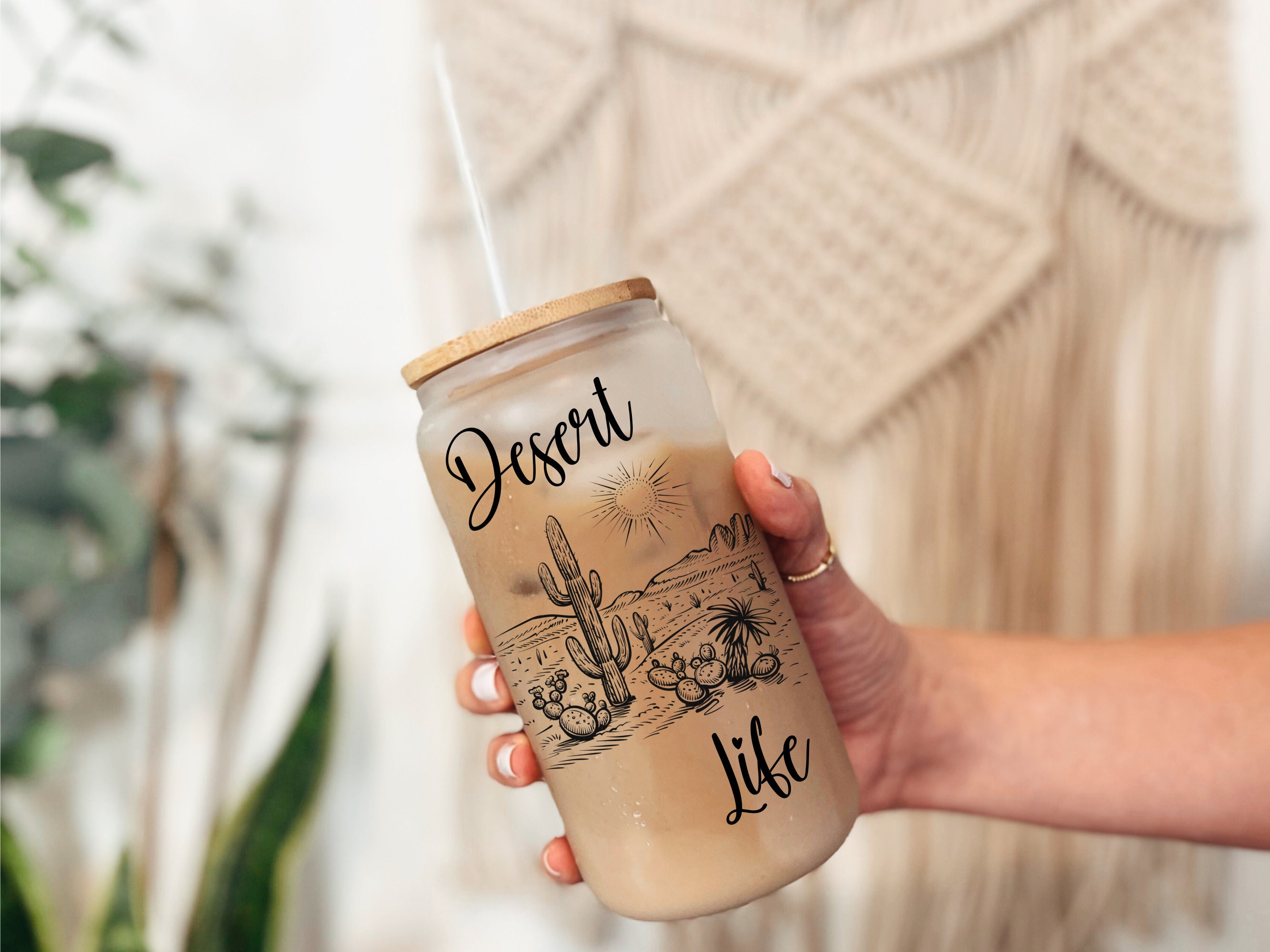 Personalized Desert Life Cup Desert Glass Custom Cactus Cup Cute Desert ...