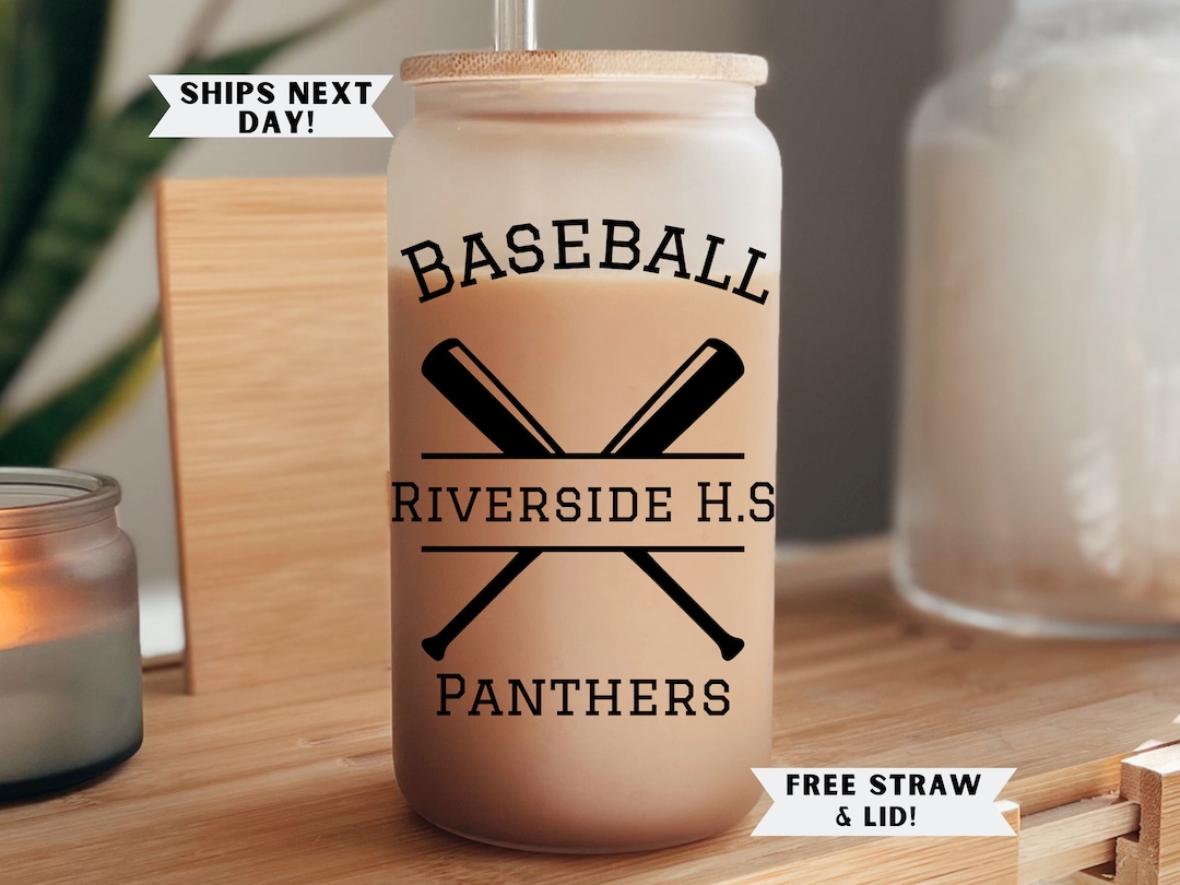 Baseball Glass Cup Personalized Baseball Glass Tumbler Baseball Frosted ...