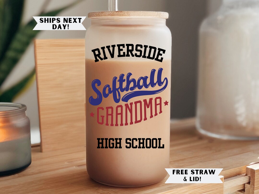 Softball Grandma Glass Cup Personalized Softball Cup Softball Glass ...