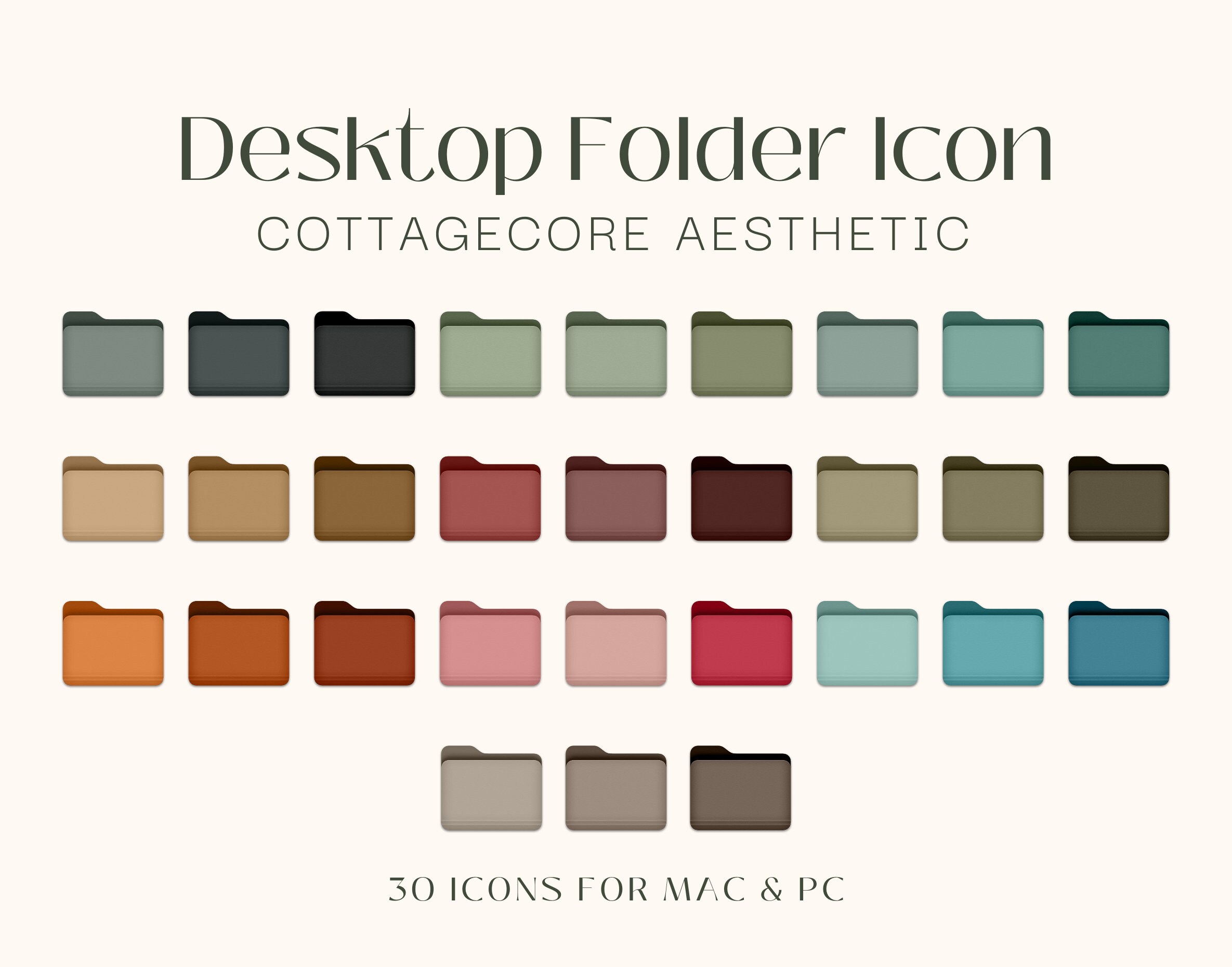 Cottagecore Aesthetic Desktop Folder Icons for Mac & Aesthetic Icons ...