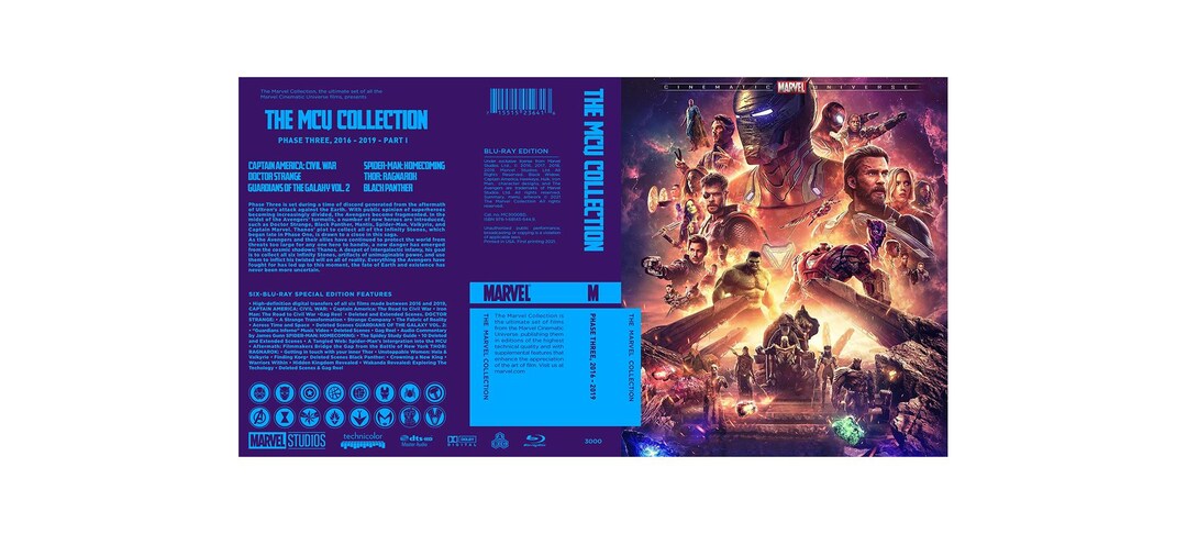 Custom Marvel MCU Collection Phase 3 Blu-ray Cover W/ Case (no Discs ...
