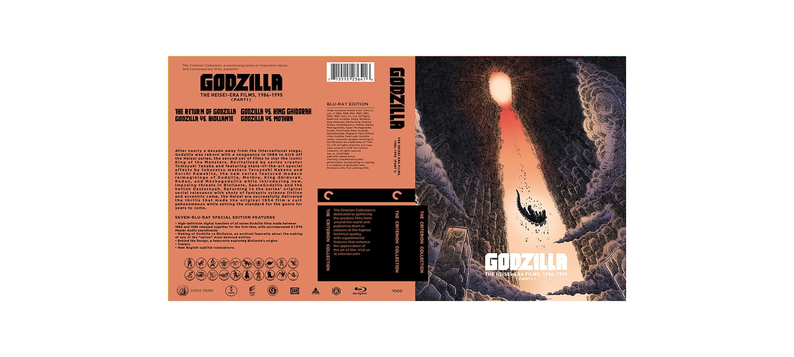 Custom Godzilla Collection Heisei-era Blu-ray Cover W/ Case (no Discs ...