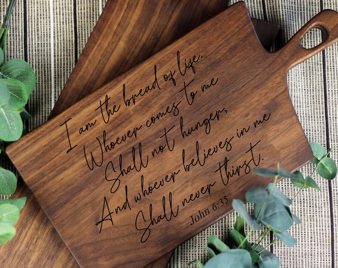 Christian Charcuterie Board With Handle, Bread of Life John 6:35, Bible ...
