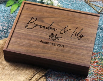 Personalized Walnut Keepsake Box, Wedding Memory Box, Jewelry Photo Box ...