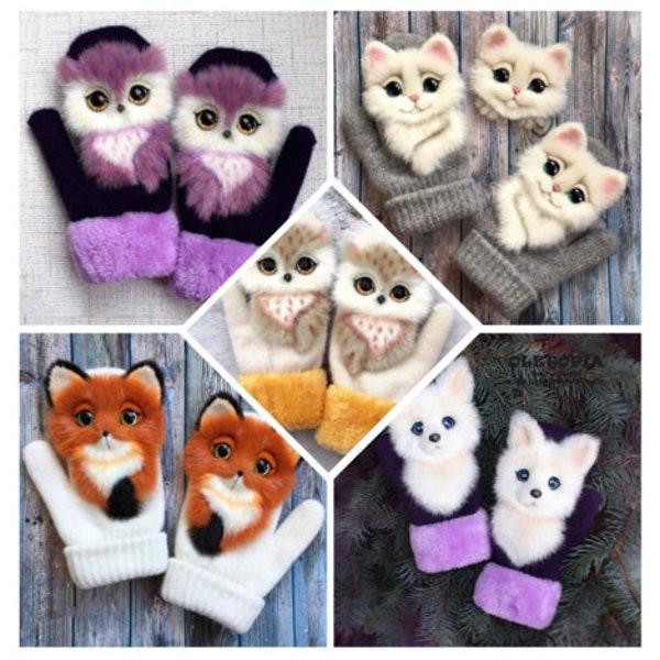 Animal Mittens - Etsy