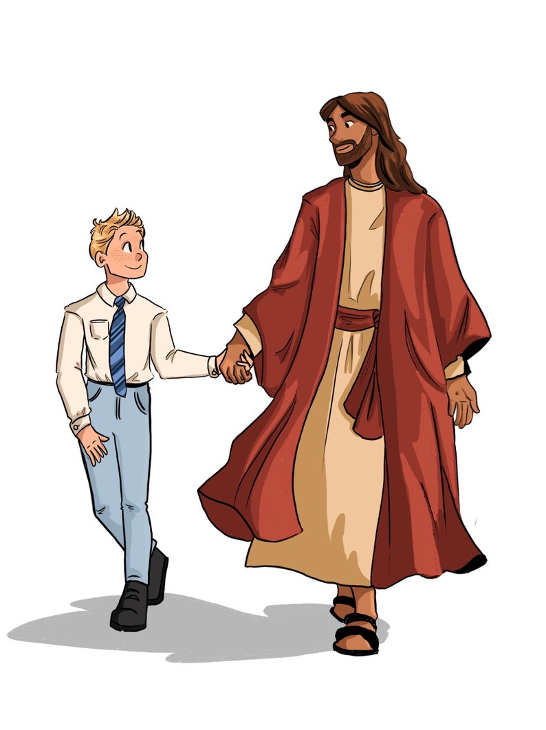 Custom Drawn Illustration of Jesus Walking With a Child. - Etsy