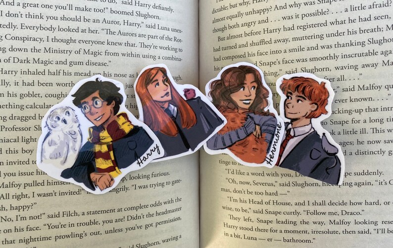 Harry Potter, Hermione, Ron, and Ginny Weasley With Their Pets Stickers ...