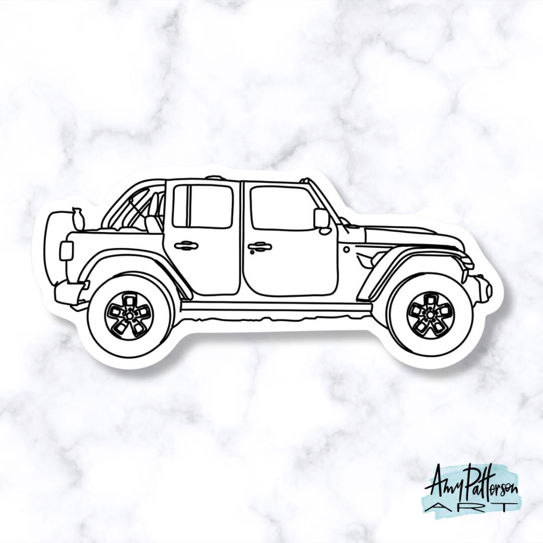 Jeep Wrangler Sticker: 4x4 Outline Decal - Etsy