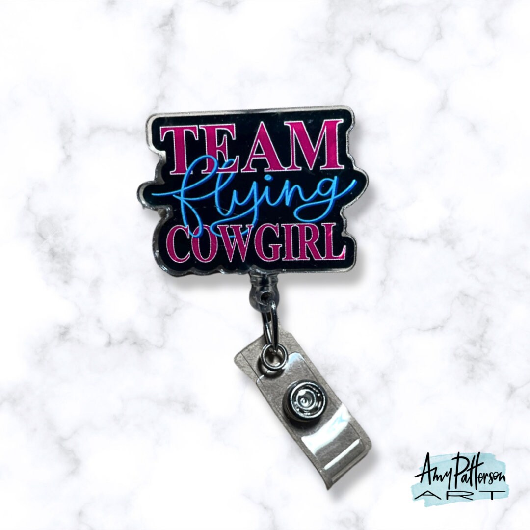 Team Flying Cowgirl Badge Reel - Etsy