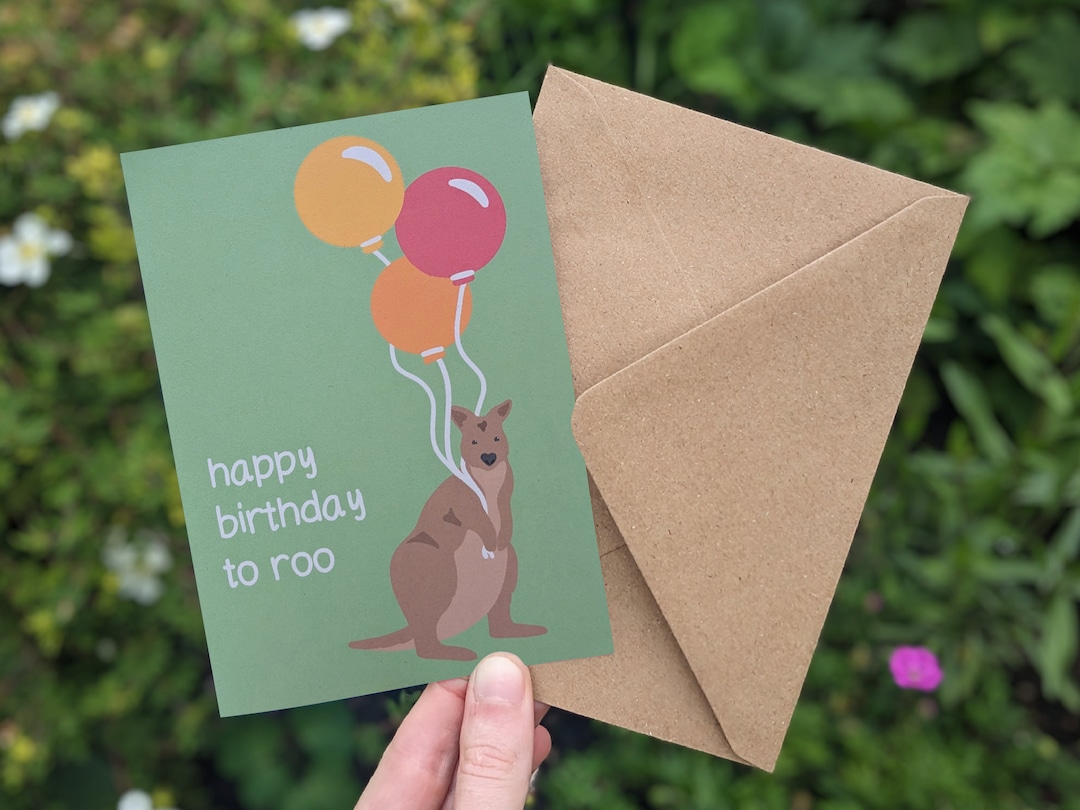 Happy Birthday Kangaroo Card Cute Birthday Card Made in England - Etsy