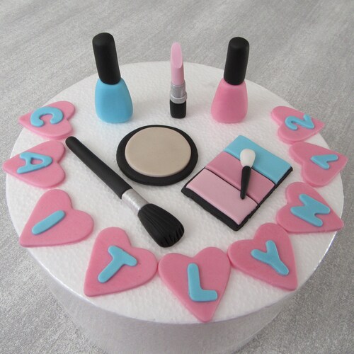 Personalised Make up Set.fondant Make up Cake Toppers.birthday - Etsy
