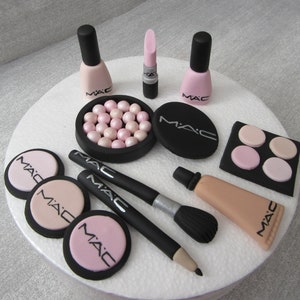 Edible Handmade Make up Cake Topper Fondant Sugar Paste Girls Birthday ...