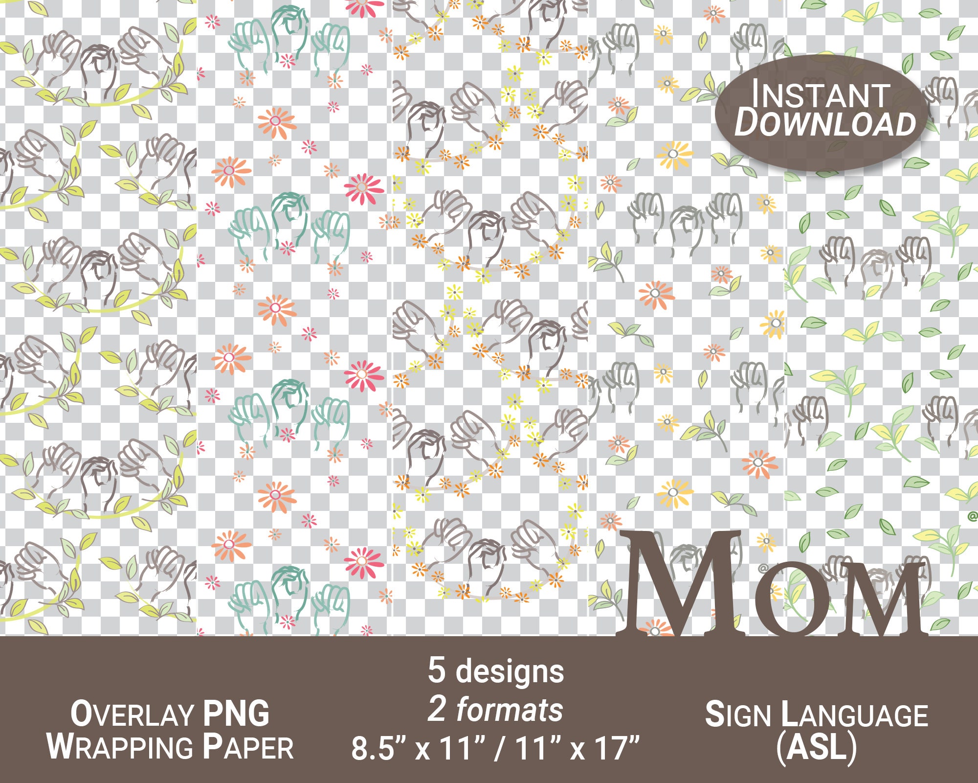 Overlay Png Wrapping Paper Asl Sign Language Wrapping Paper Transparent ...
