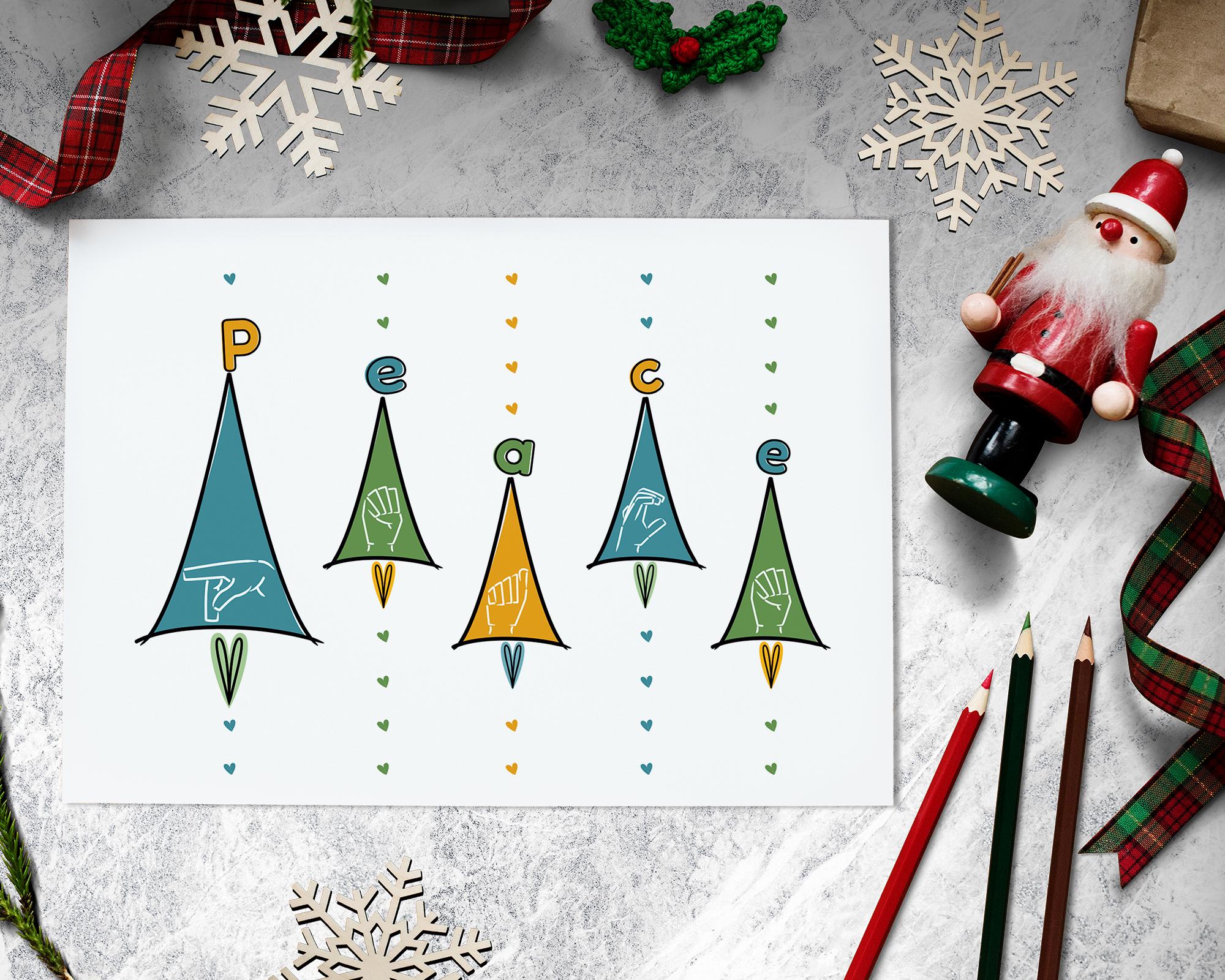 ASL Christmas Cards Printable Set: Sign Language Holiday Greetings ...