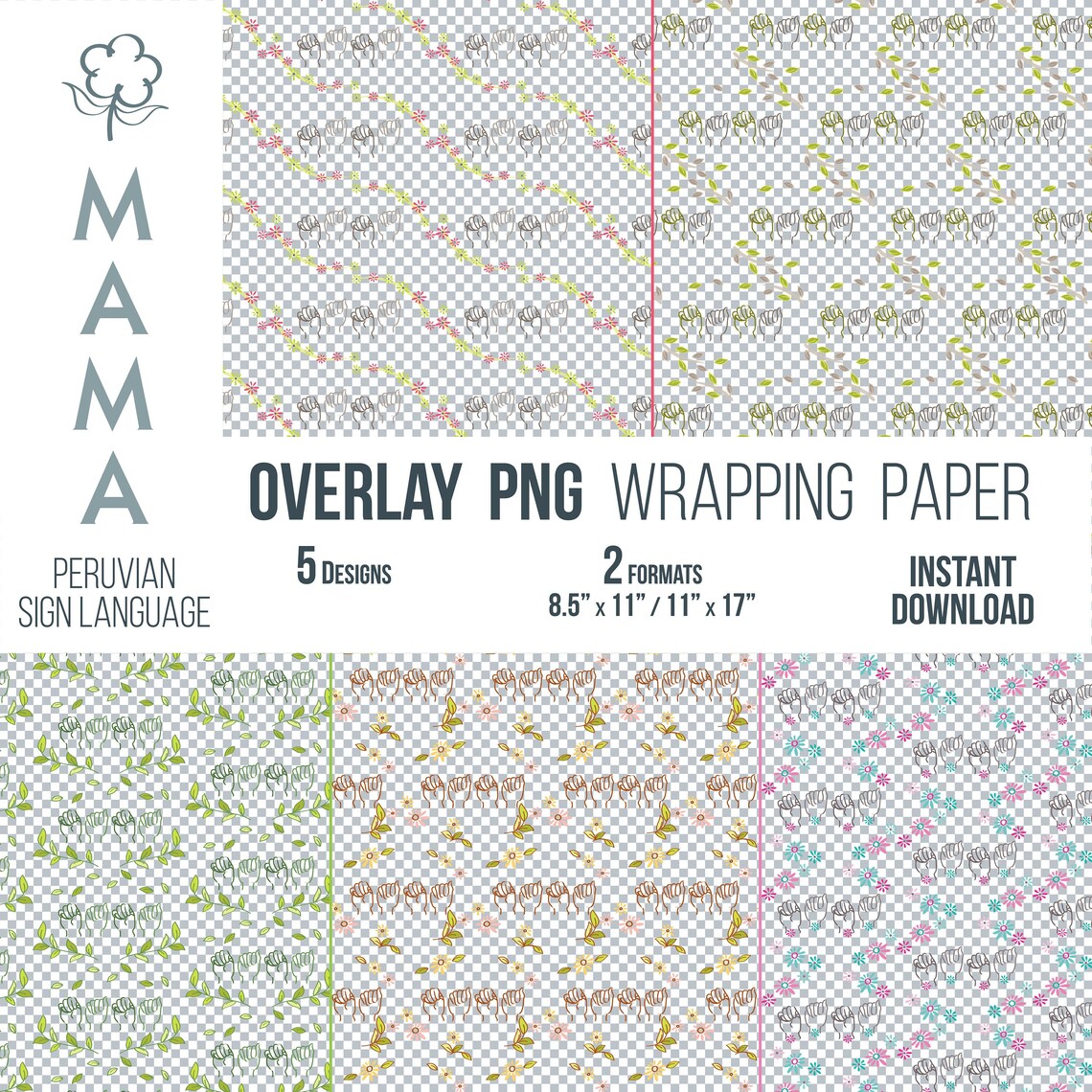 Overlay PNG Wrapping Paper Peruvian Sign Language Wrapping | Etsy