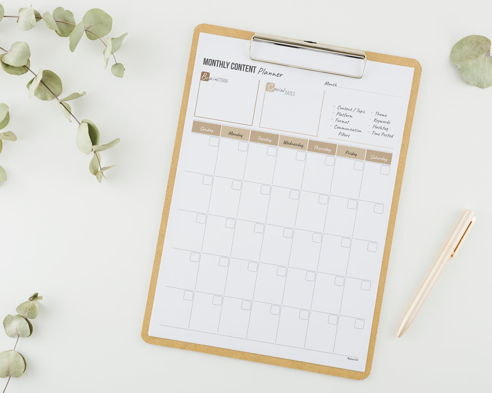 Entrepreneur Planner and Social Platforms 3 Colors: Brown, Green, Gray ...