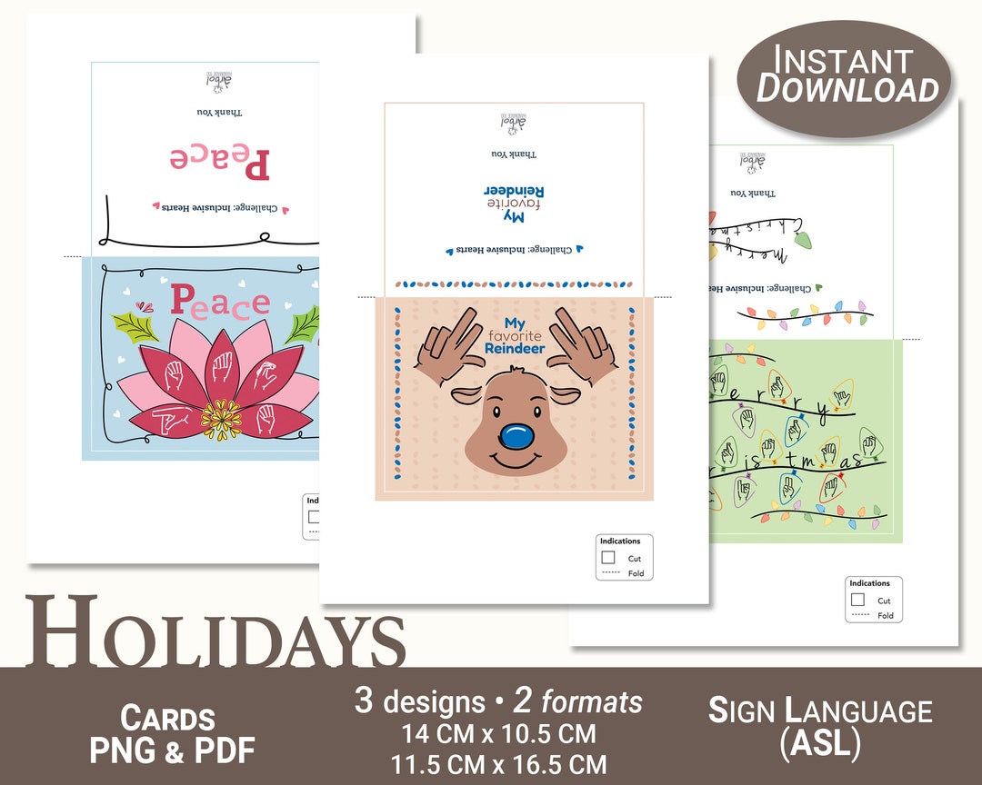 Asl Christmas Cards Deaf Asl Merry Christmas Greeting Cards Asl Holiday ...