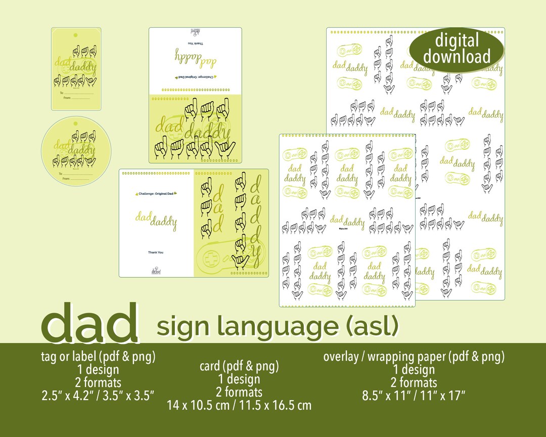 Downloadable Stationery Dad Asl Sign Language Asl Deaf Dad Pattern Gift ...