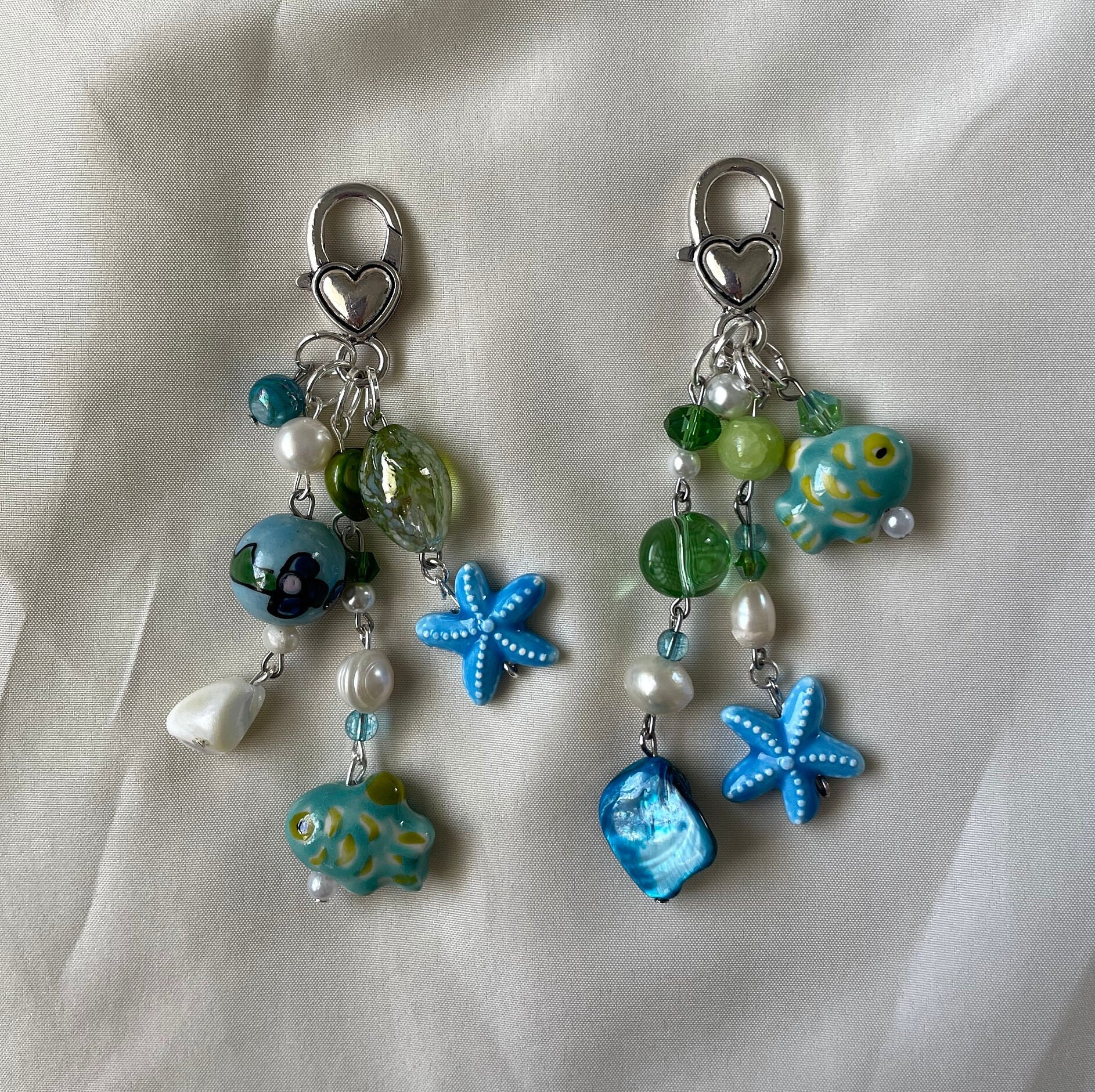 Beaded Keychain, Ocean Themed, Handmade Jewelry, Accessories, Fish ...