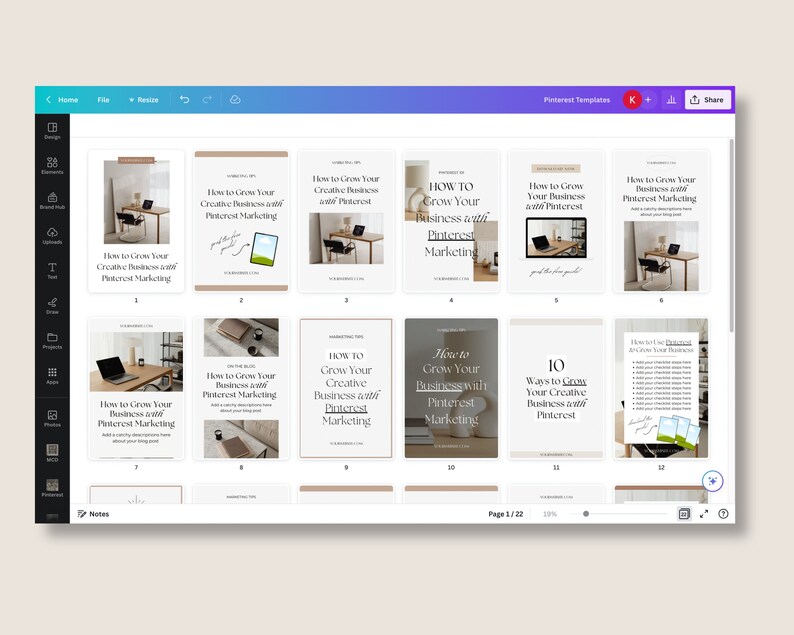 Modern Pinterest Templates for Canva | Pinterest Pin Templates | Canva ...