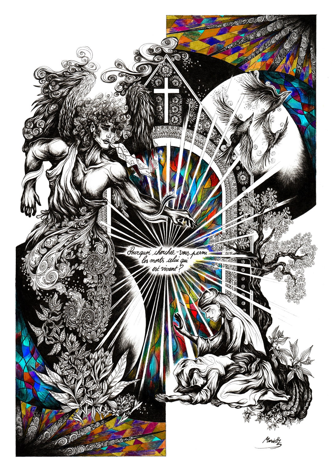 Drawing Resurrection of Jesus Christ, Indian Ink, A4 Reproduction - Etsy