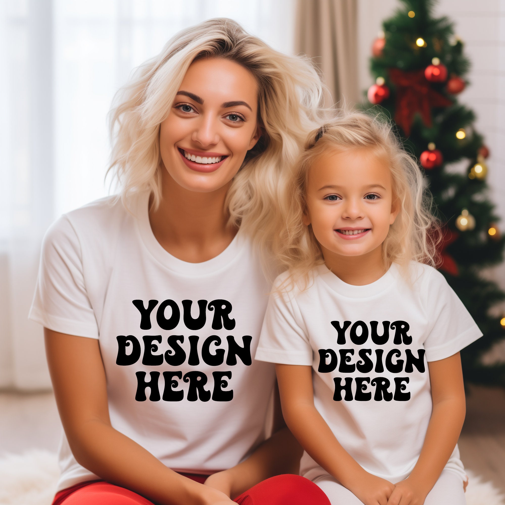 Mama and Me White Tshirt Mockup, Mommy and Me Shirt Mock Up, Family ...