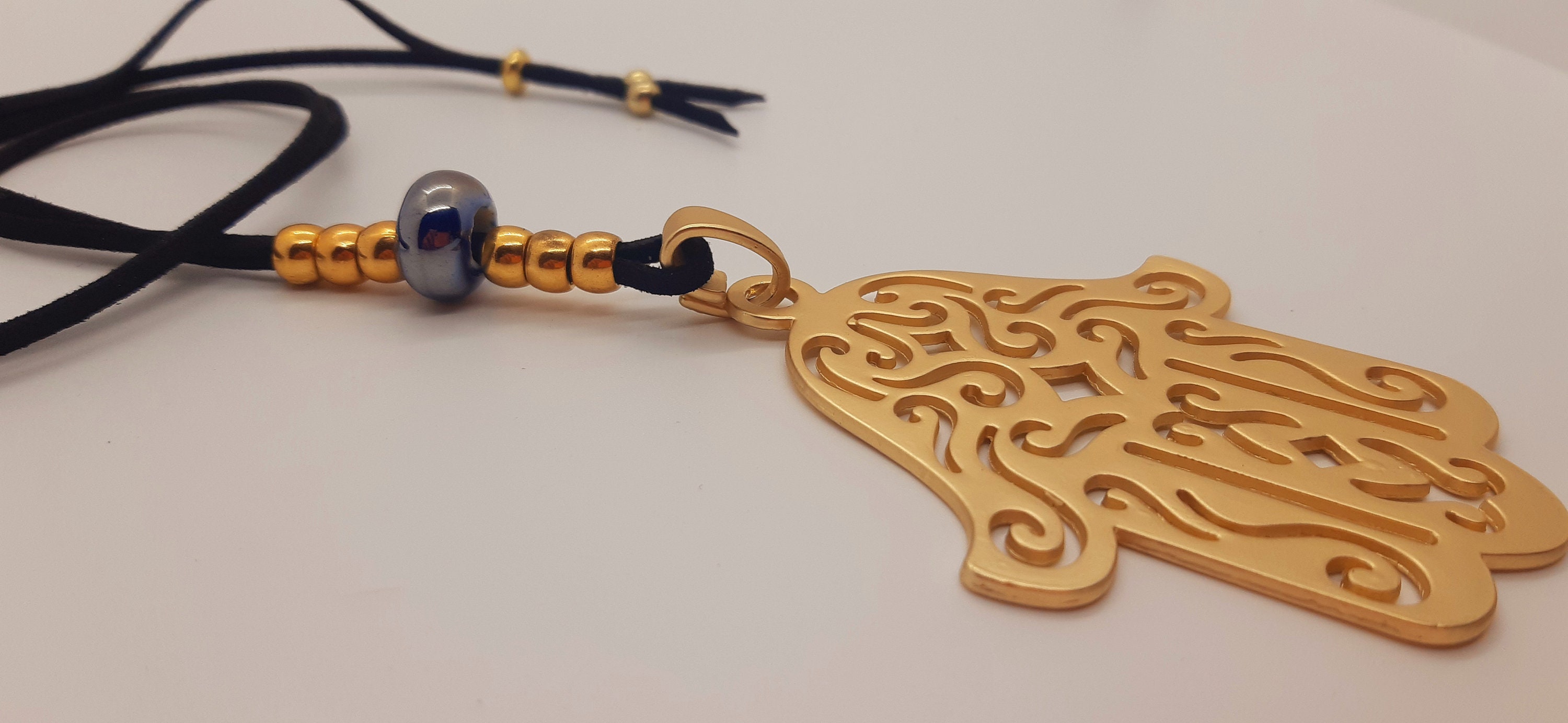 Large Fatima Hand Pendant Necklace, Spiritual Handmade Jewelry, Long ...