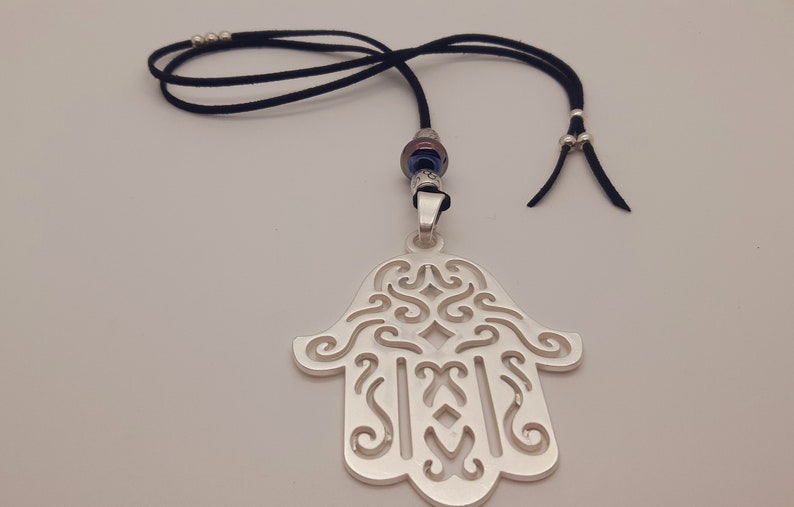 Large Fatima Hand Pendant Necklace, Spiritual Handmade Jewelry, Long ...
