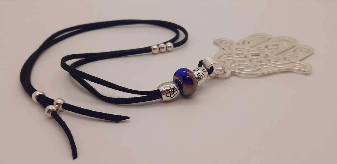 Large Fatima Hand Pendant Necklace, Spiritual Handmade Jewelry, Long ...