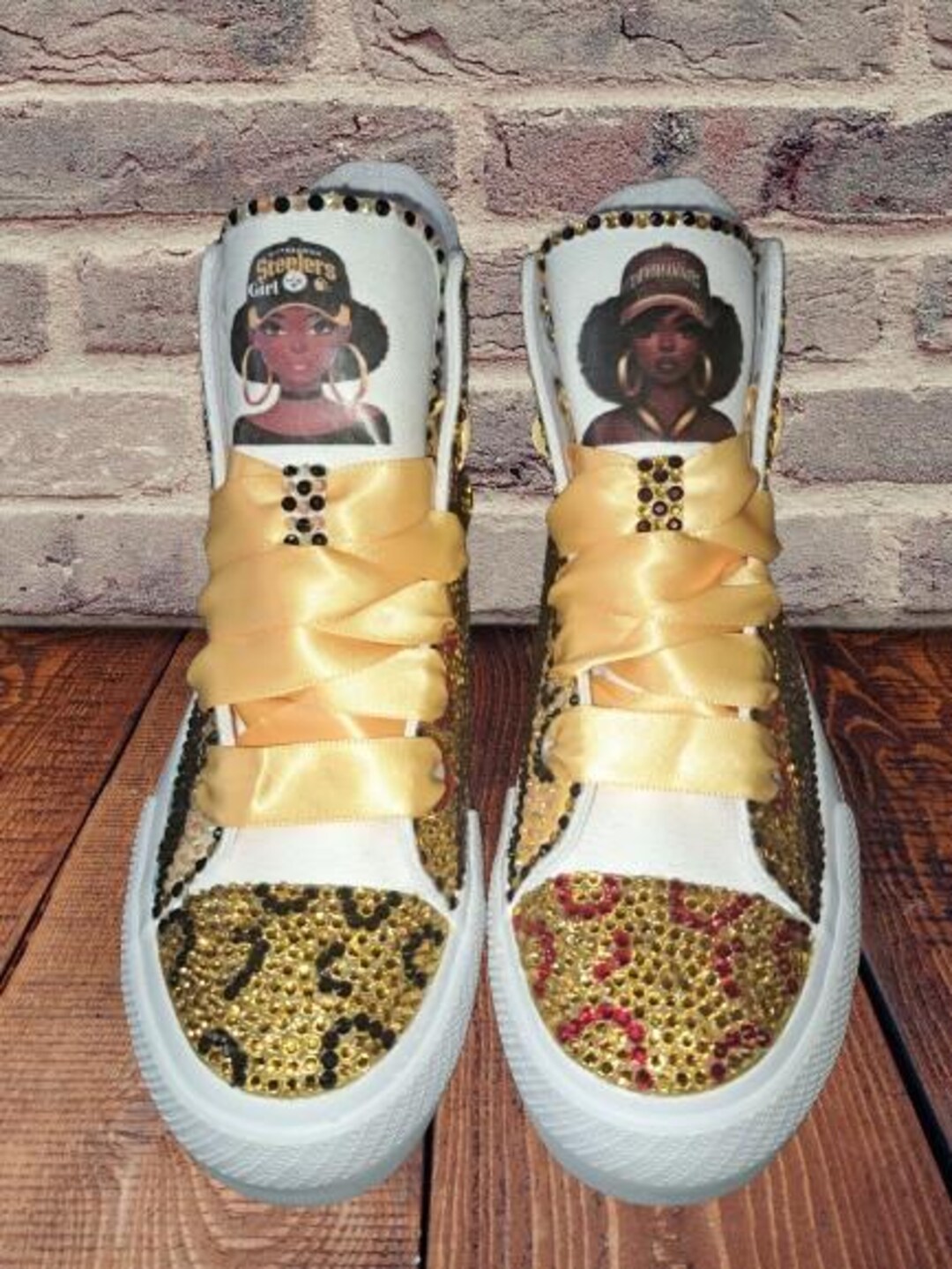 Custom - Request Your Favorite Team - Bling High Top Canvas Sneakers - Etsy