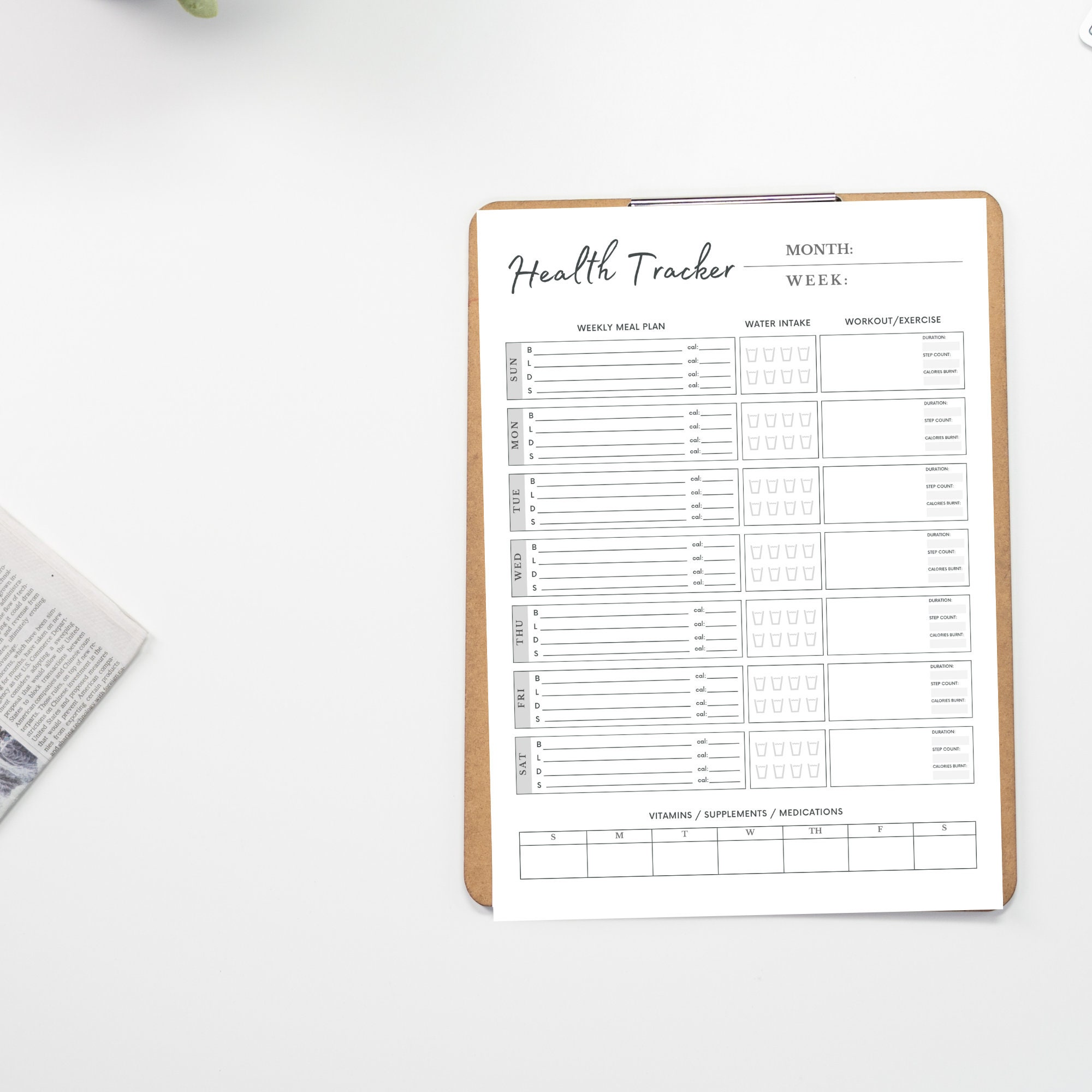 Health Tracker Planner Daily Meal Planner Printable - Etsy