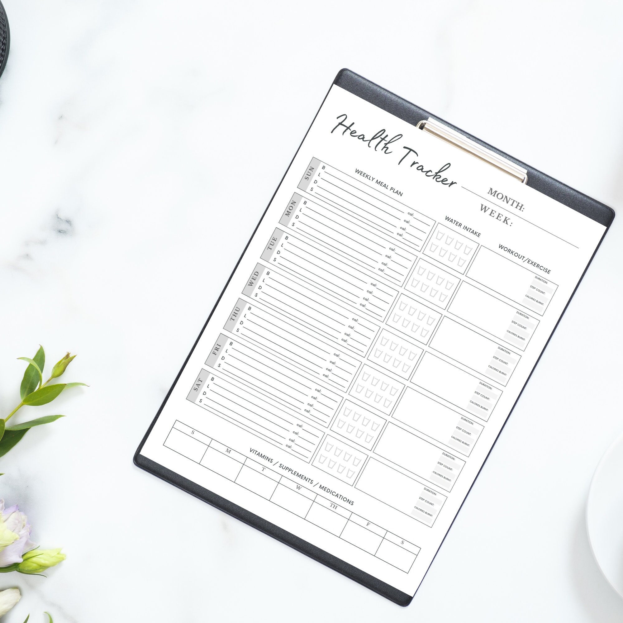 Health Tracker Planner Daily Meal Planner Printable - Etsy