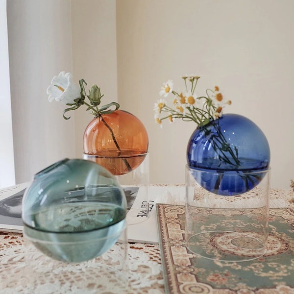 Round Glass Vase - Etsy