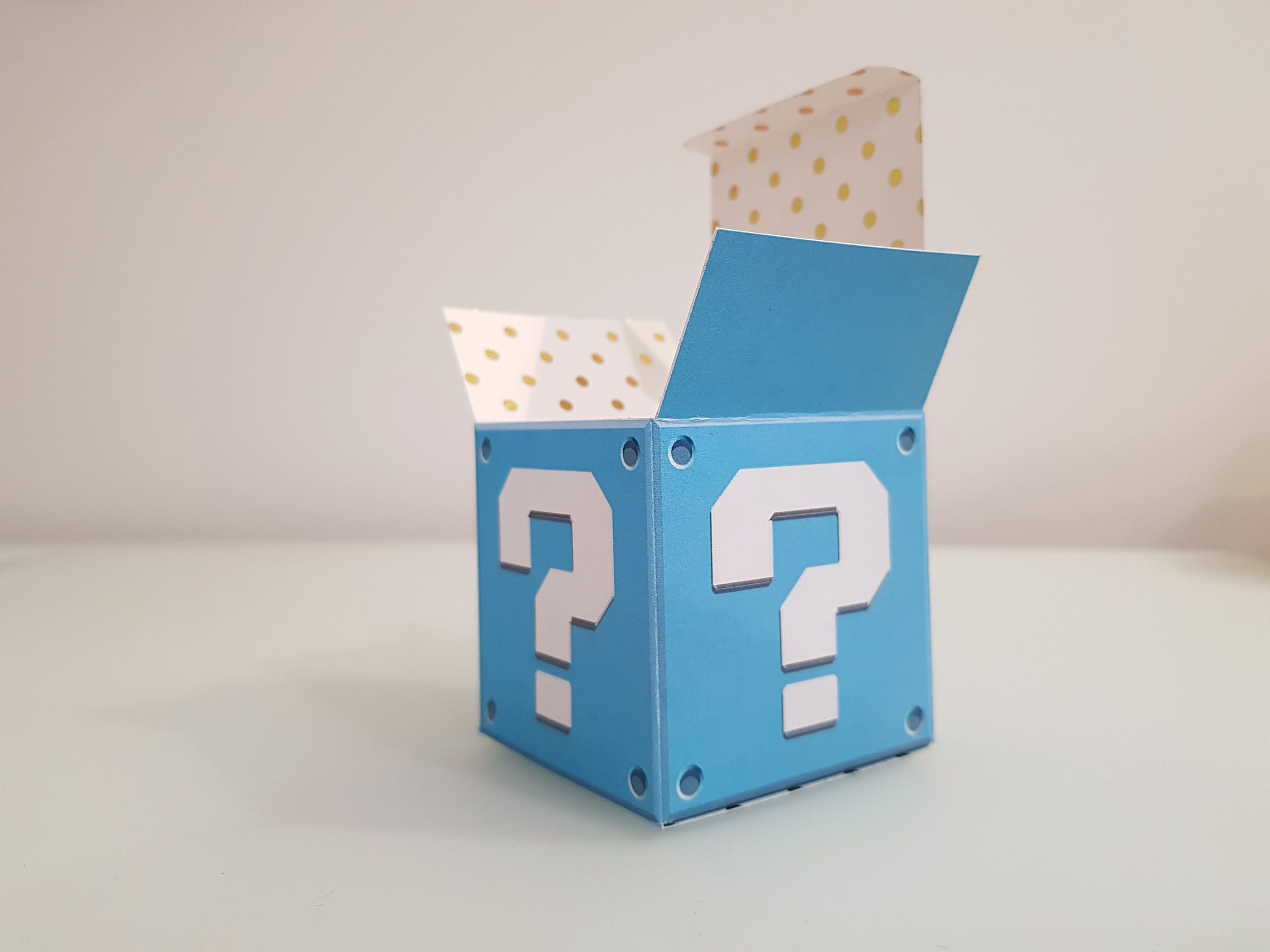 Super Mario Question Box Printable A4 Blue Favor Box Gift Box - Etsy