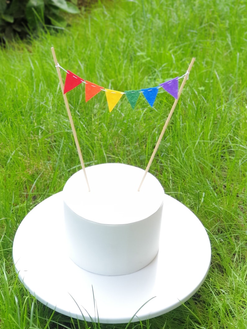 Rainbow Birthday Cake Topper Pride Flag Party Decor Felt - Etsy