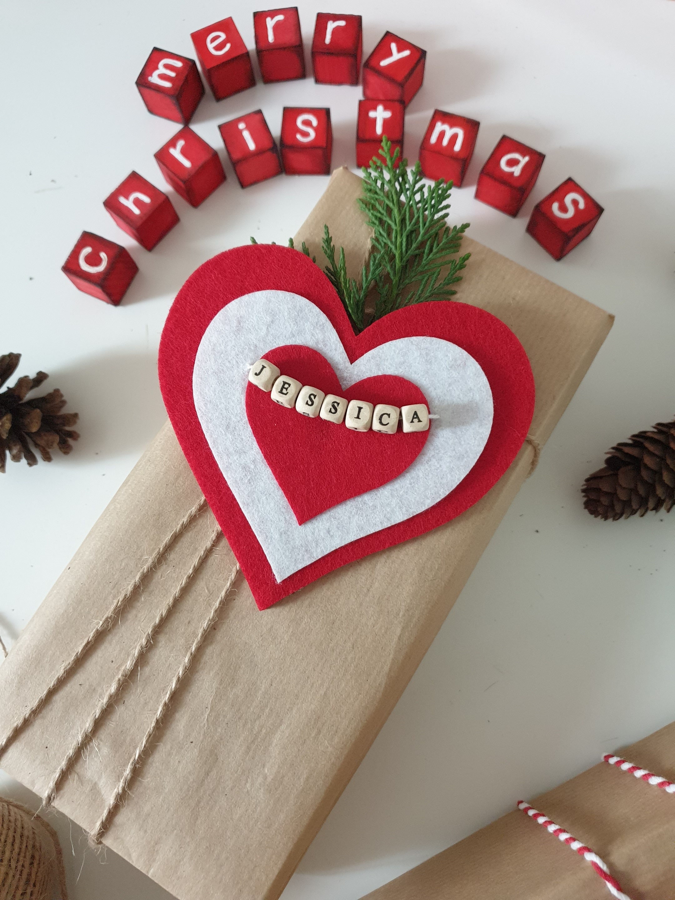 Red Heart Custom Name Letter Personalized Felt Ornament - Etsy