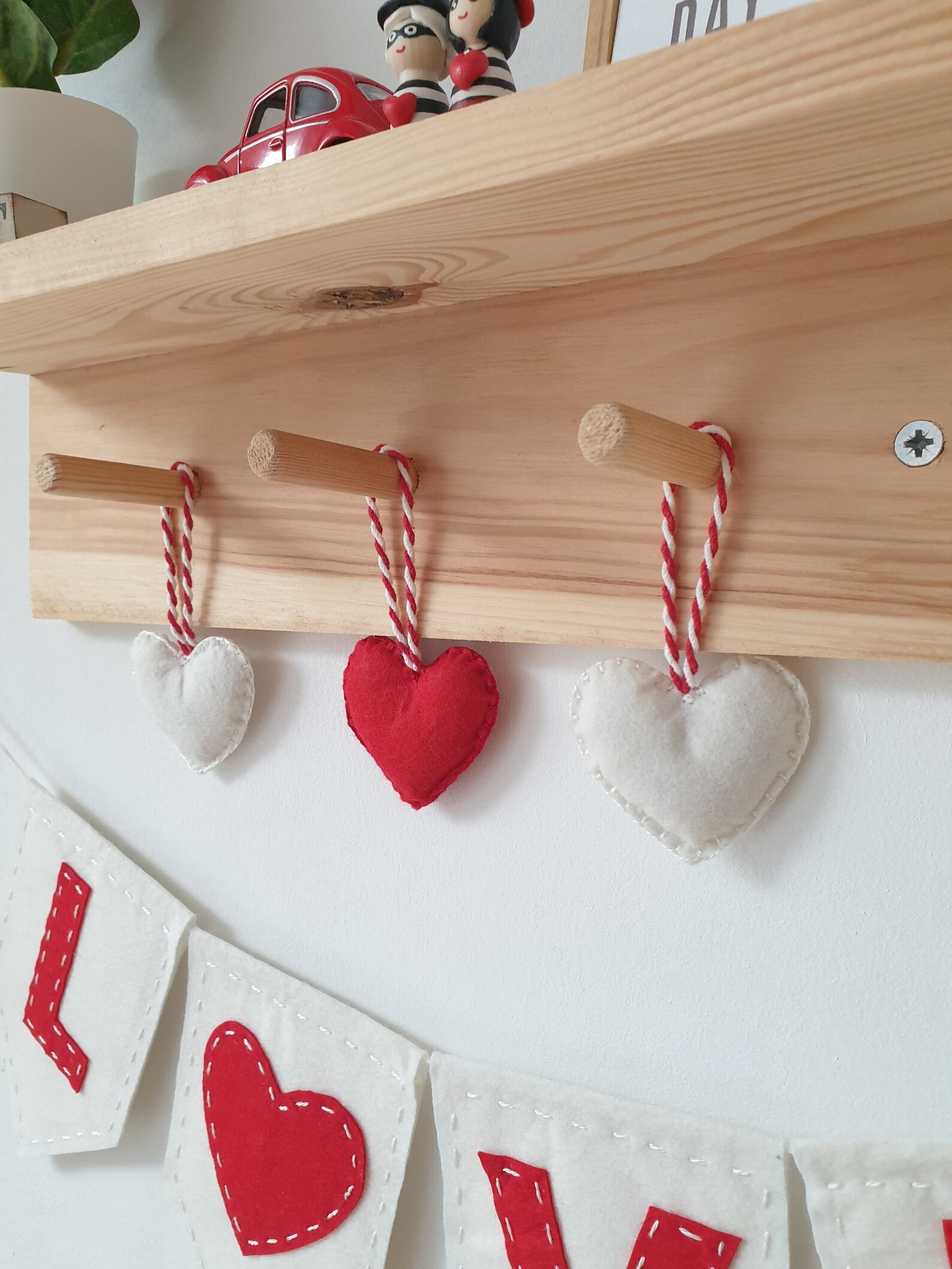Hanging Heart Tree Decor Felt Stuffed Ornament, Mother & Valentine Gift ...