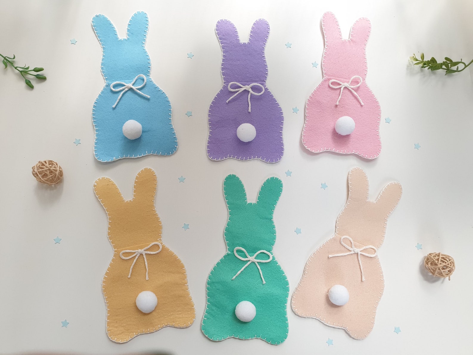 Easter Bunny Cutlery Holder Table Decor Spring Felt Utensil | Etsy