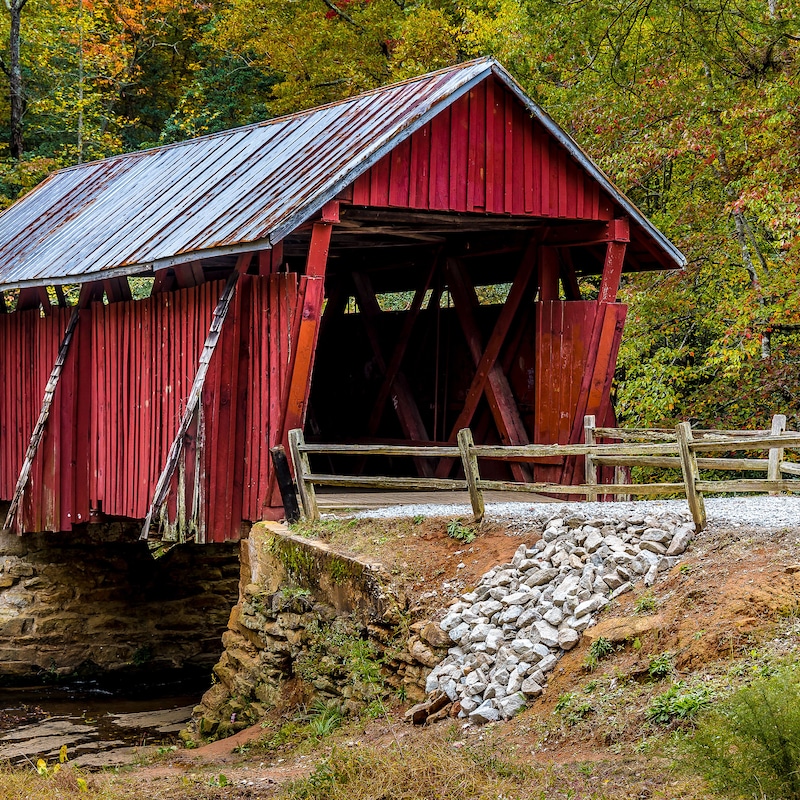 Red Covered Bridge - Etsy