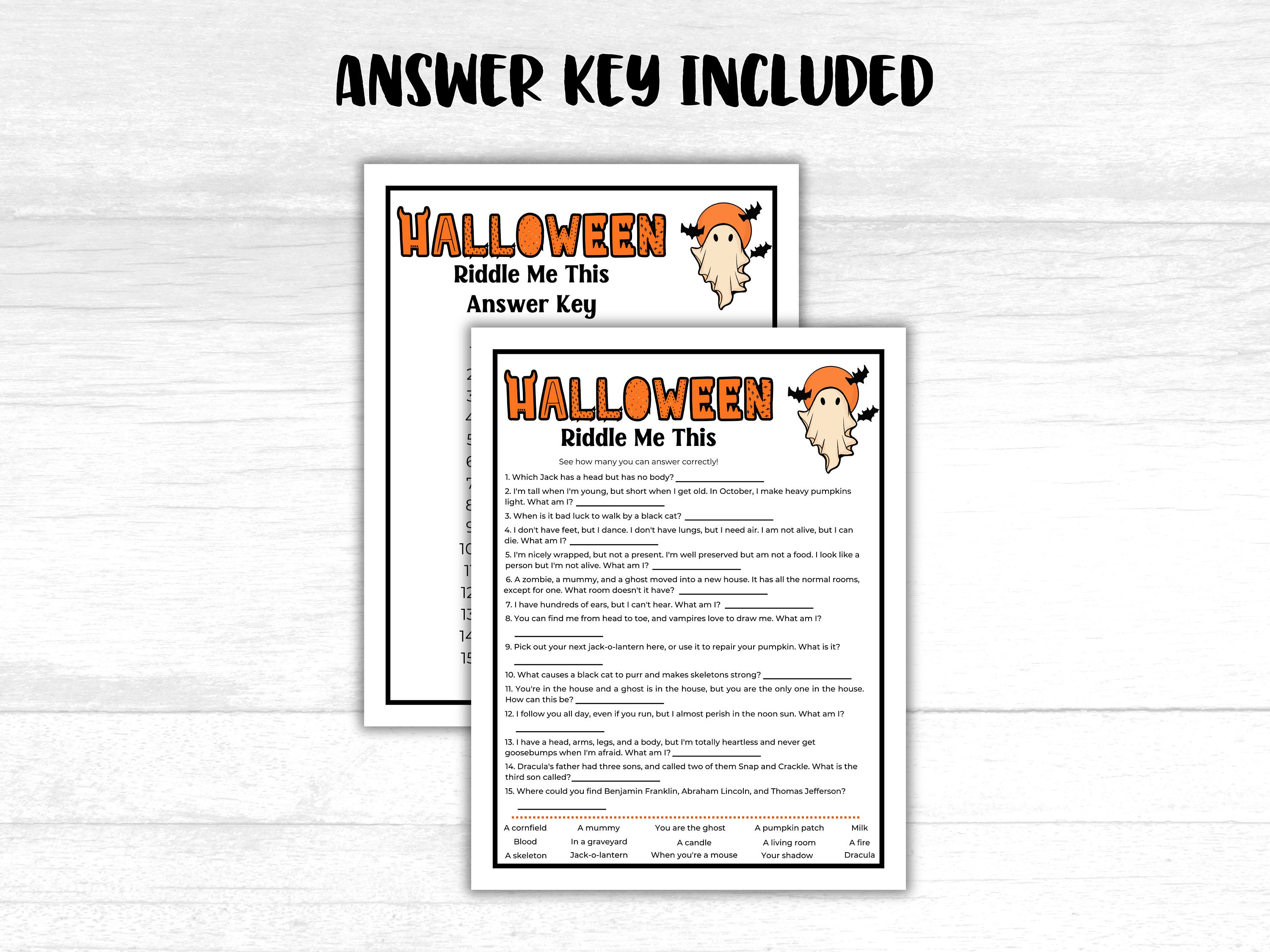 Halloween Riddles US Letter & A4 Printable Halloween Game - Etsy