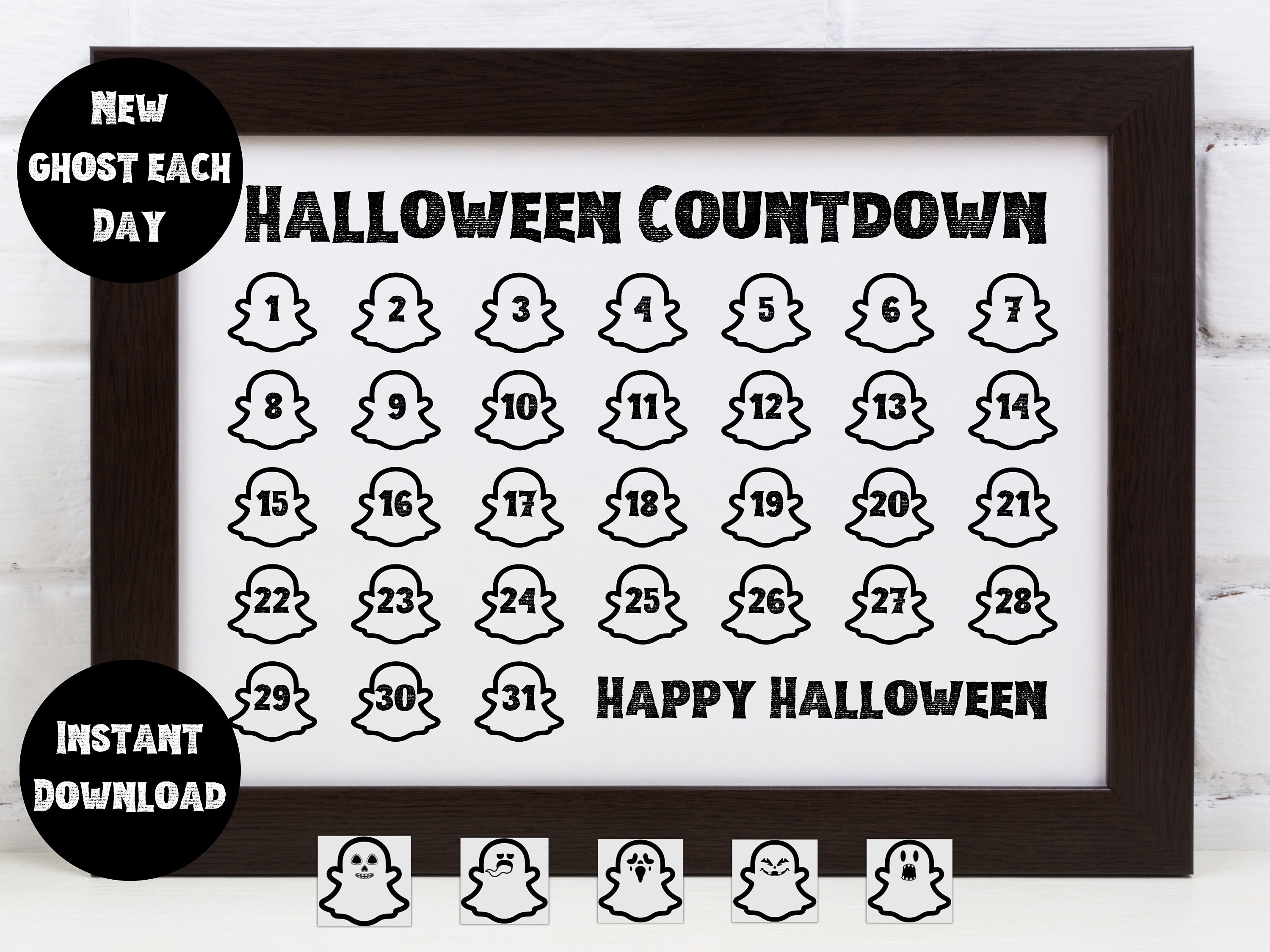 Halloween Countdown Calendar Printable: Ghost Activity (digital ...