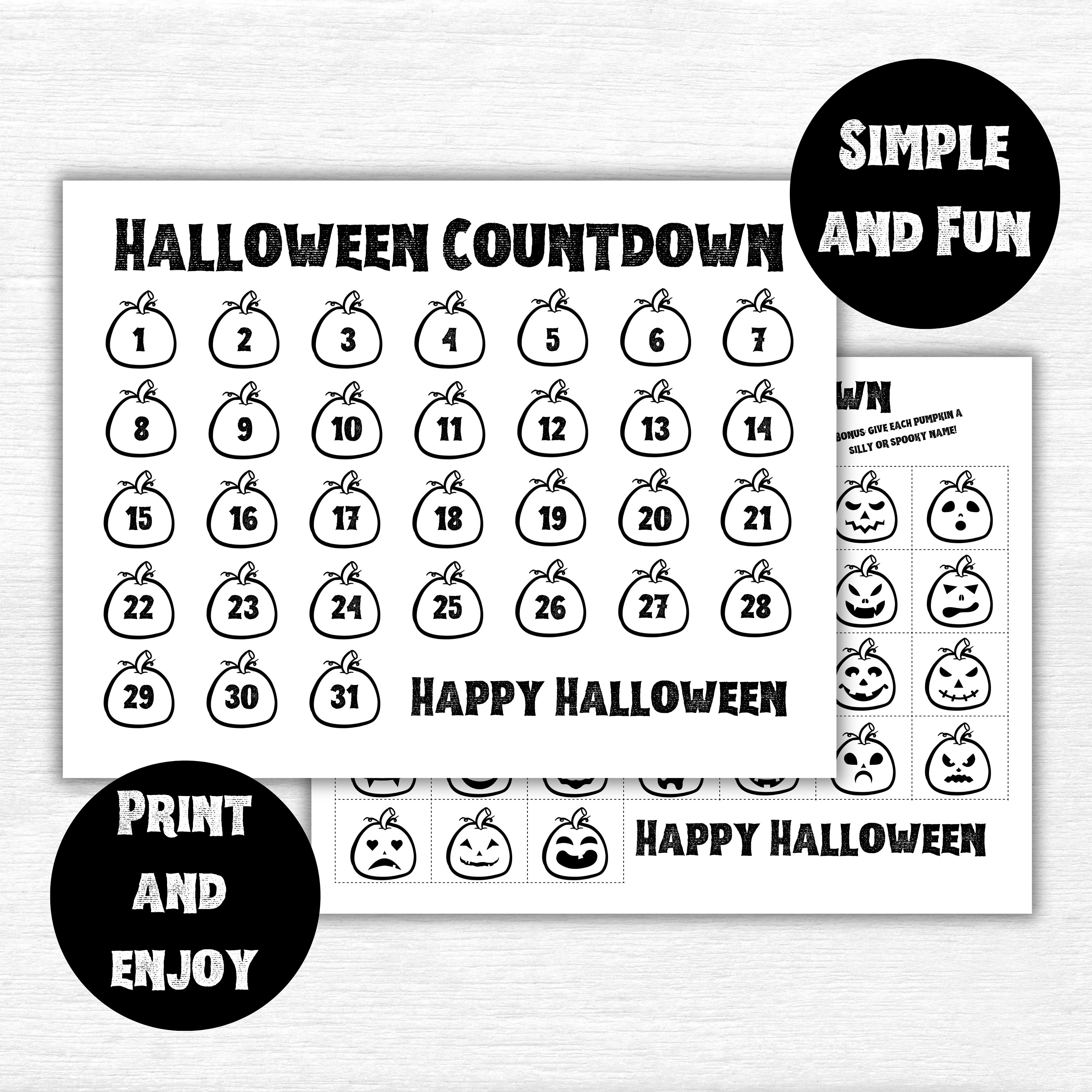 Halloween Countdown Calendar Printable, Halloween Advent, Kids ...