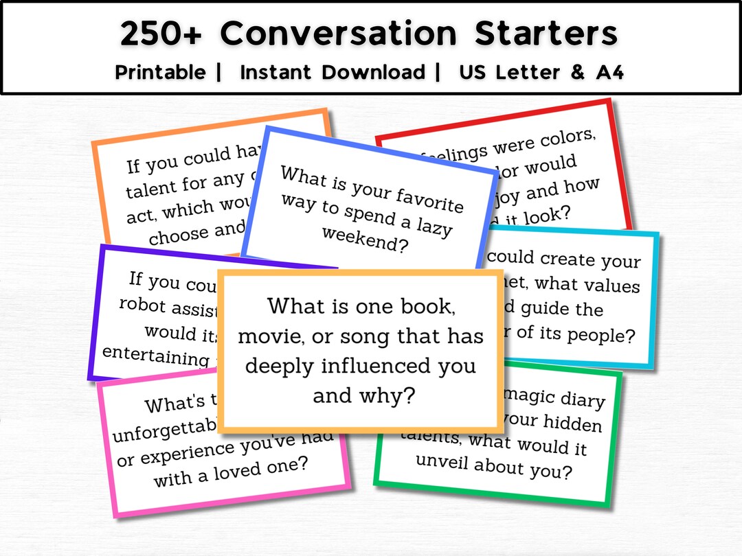 Conversation Starter Cards: 250+ Printable Icebreakers (digital ...