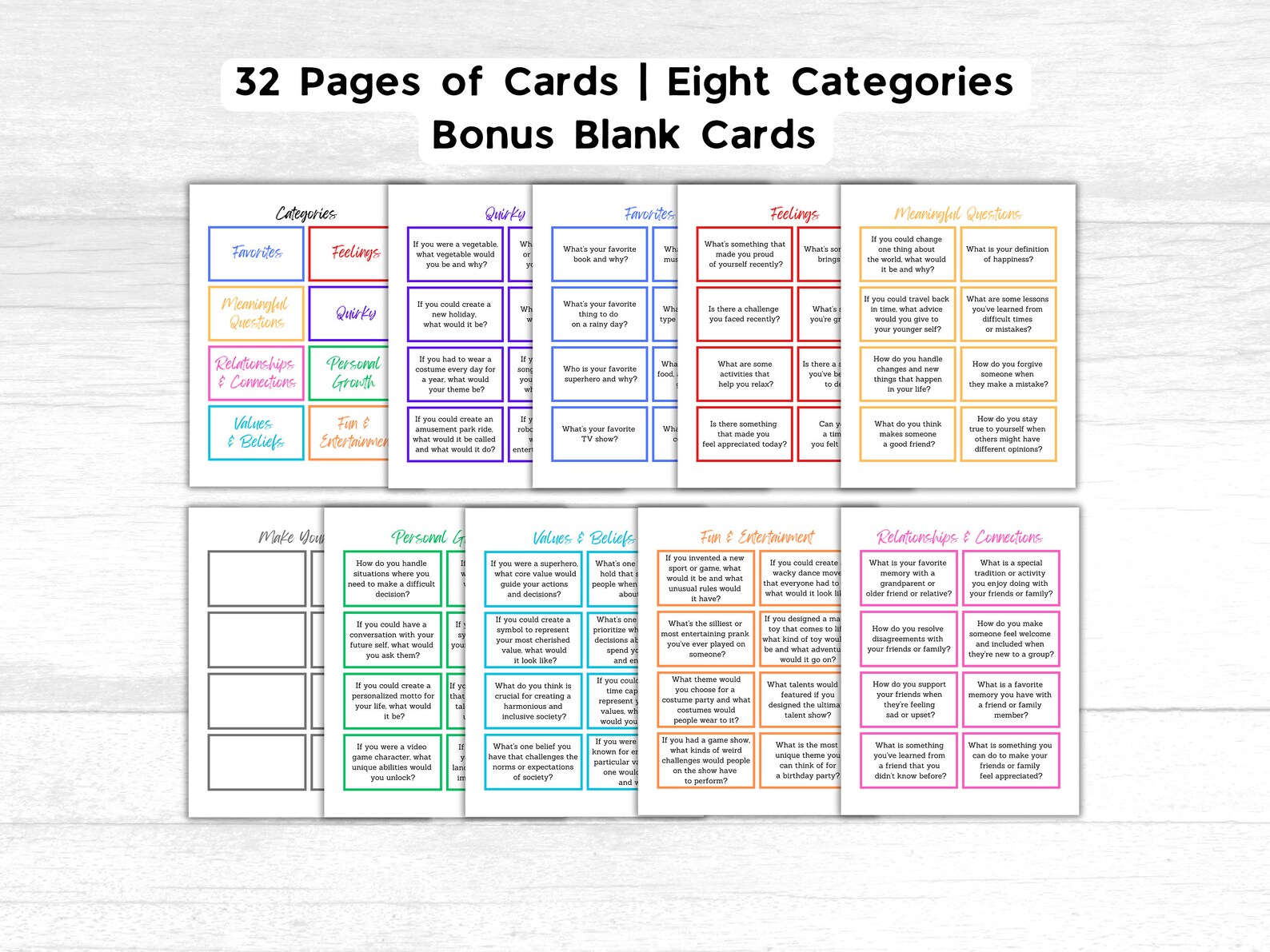 250+ Conversation Starters, Printable Conversation Cards, Icebreaker ...