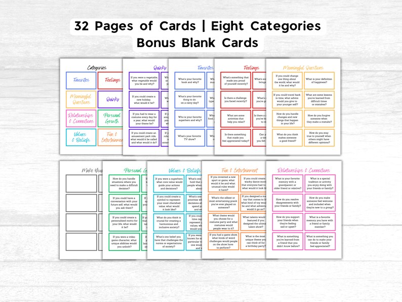 Conversation Starter Cards: 250+ Printable Icebreakers (digital ...
