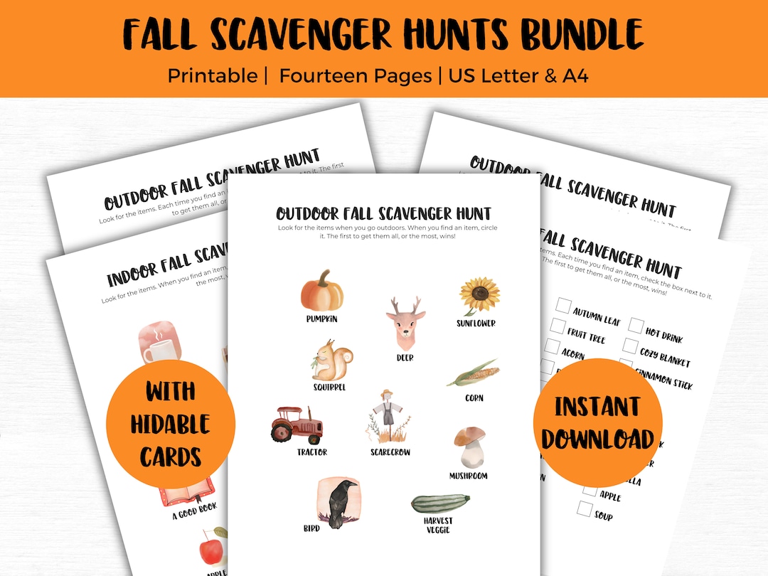 Fall Scavenger Hunt Bundle: Printable Games (US Letter & A4) - Etsy