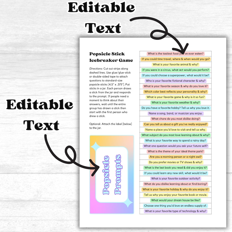 Conversation Game, Icebreaker Game With Popsicle Sticks, First Day of ...