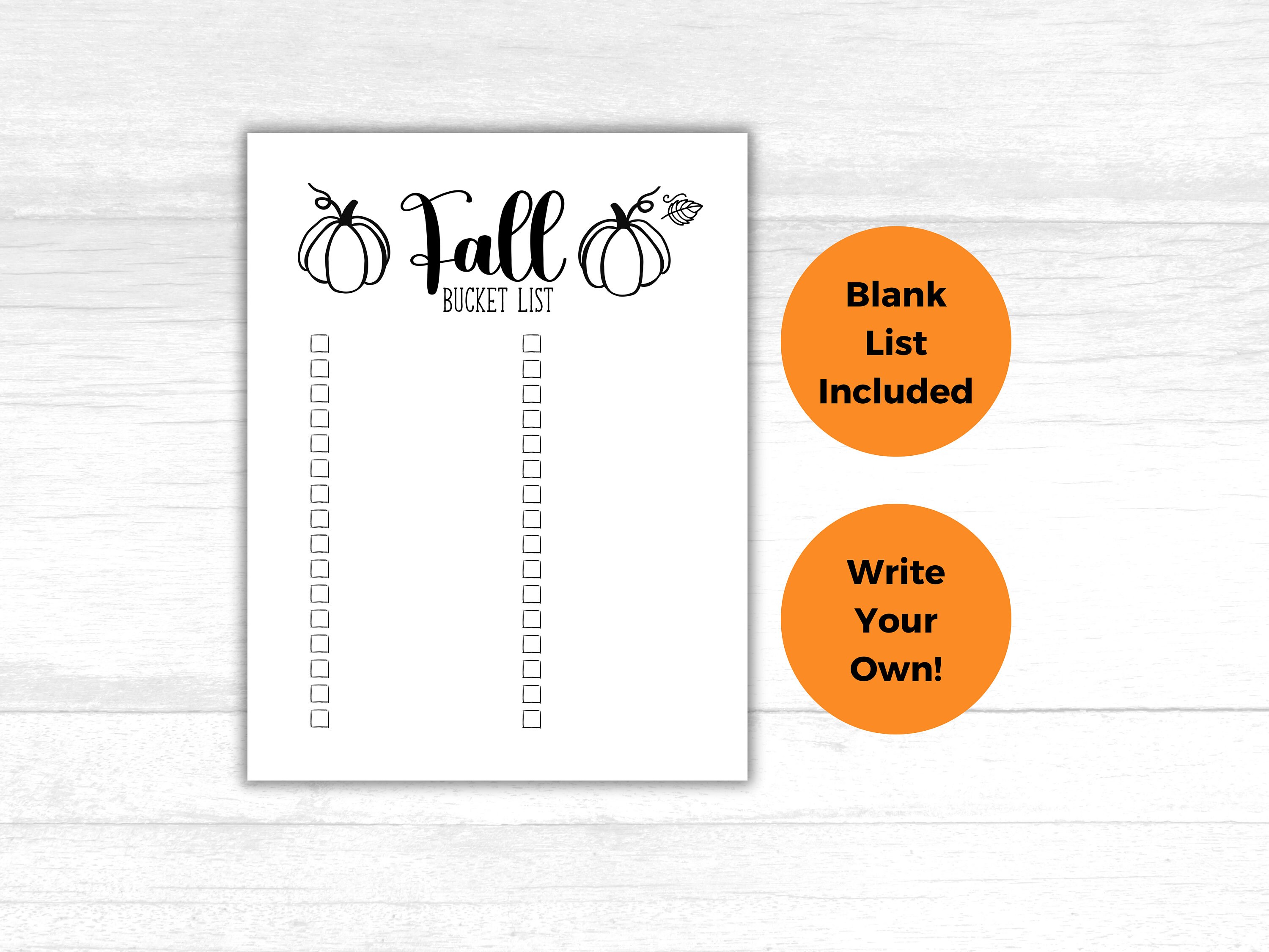 Editable Fall Bucket List, US Letter & A4 Printable, Fall Bucket List ...