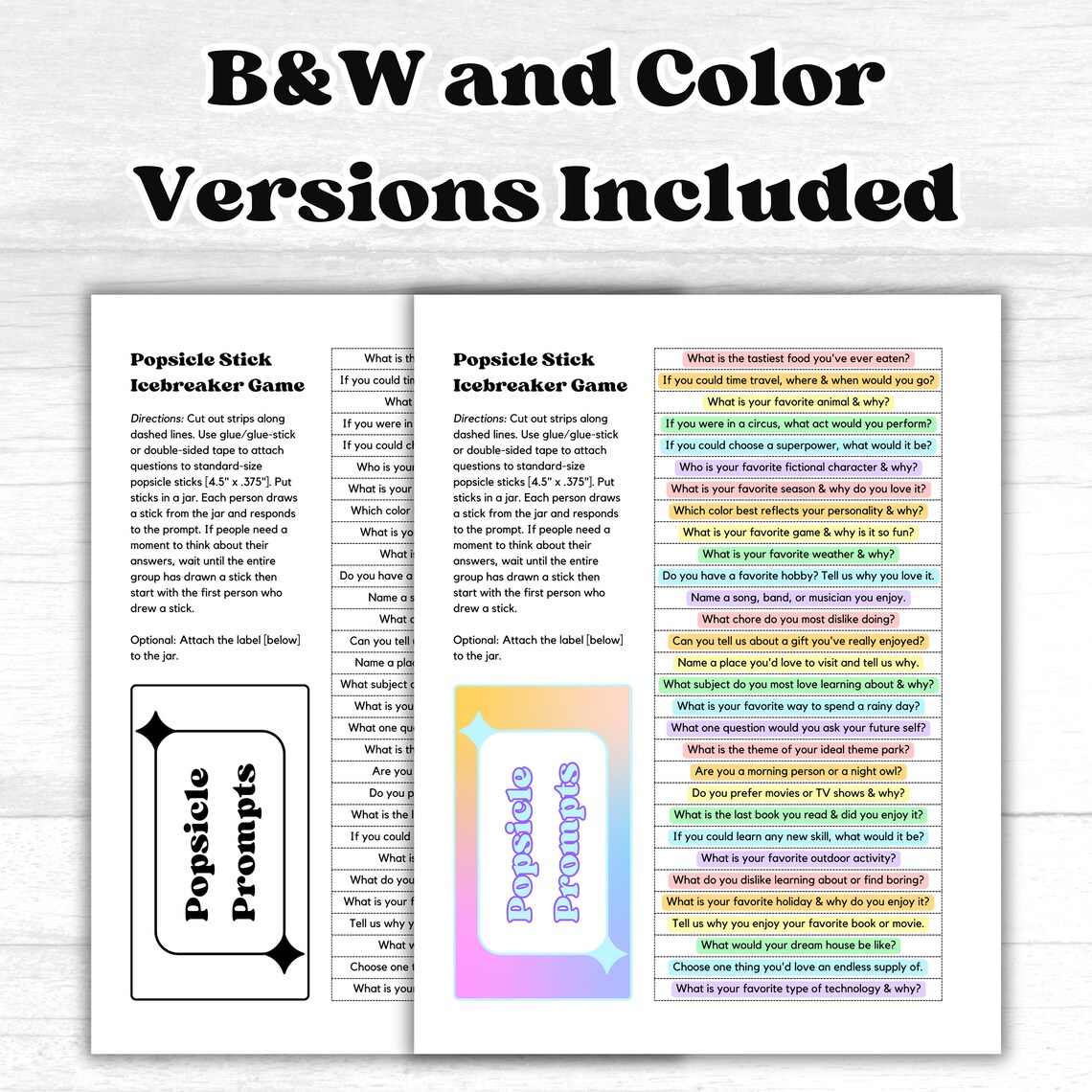 Conversation Game, Icebreaker Game With Popsicle Sticks, First Day of ...